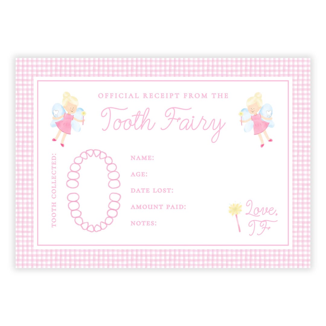 PRINTABLE Tooth Fairy Receipt 5x7 | Instant Download PDF | Pink Fairy ...