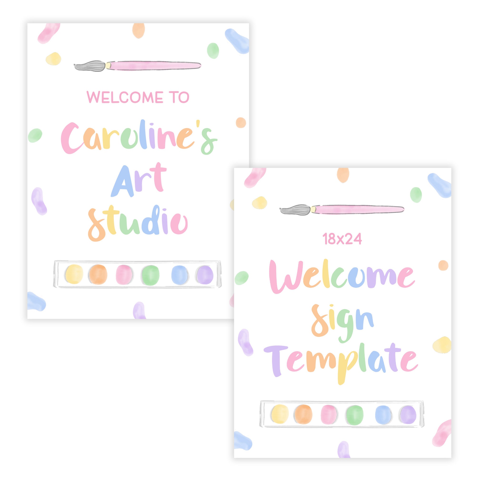 PRINTABLE 18x24 Paint Party Sign | Pastel Art Birthday Welcome or Favor ...
