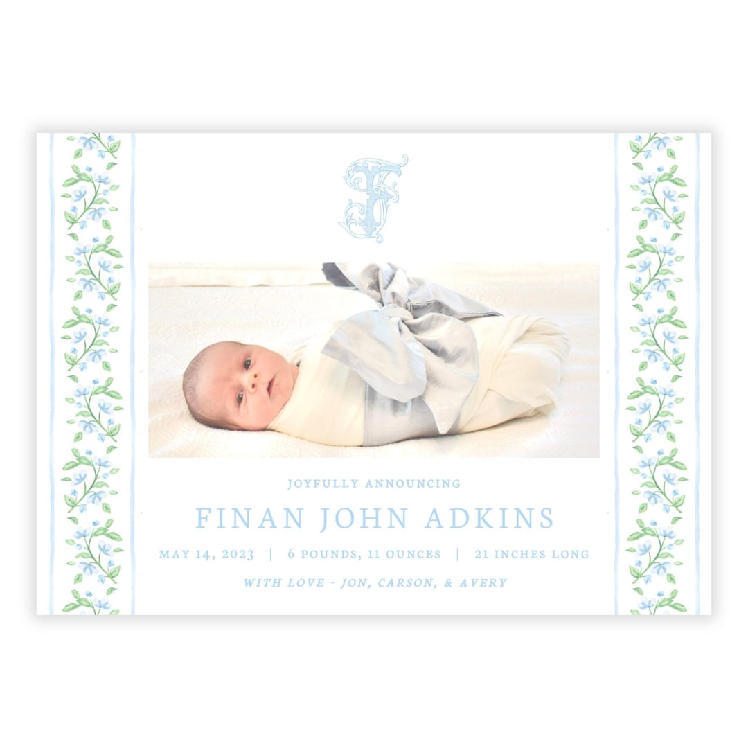 PRINTABLE Baby Boy Birth Announcement | Editable Corjl Template ...
