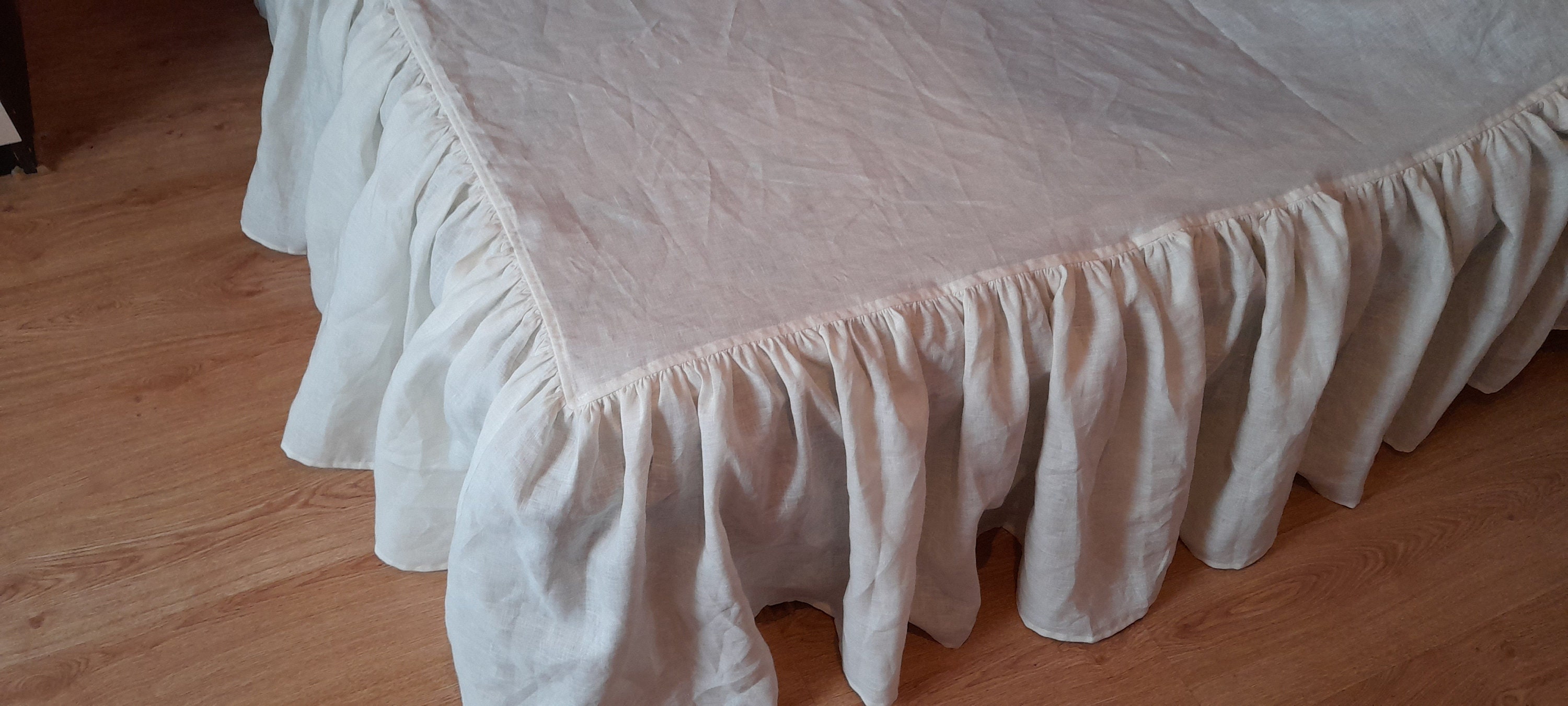 LINEN SKIRT bed skirt/ Linen bedskirt/dust ruffle drop handmade of 100% ...