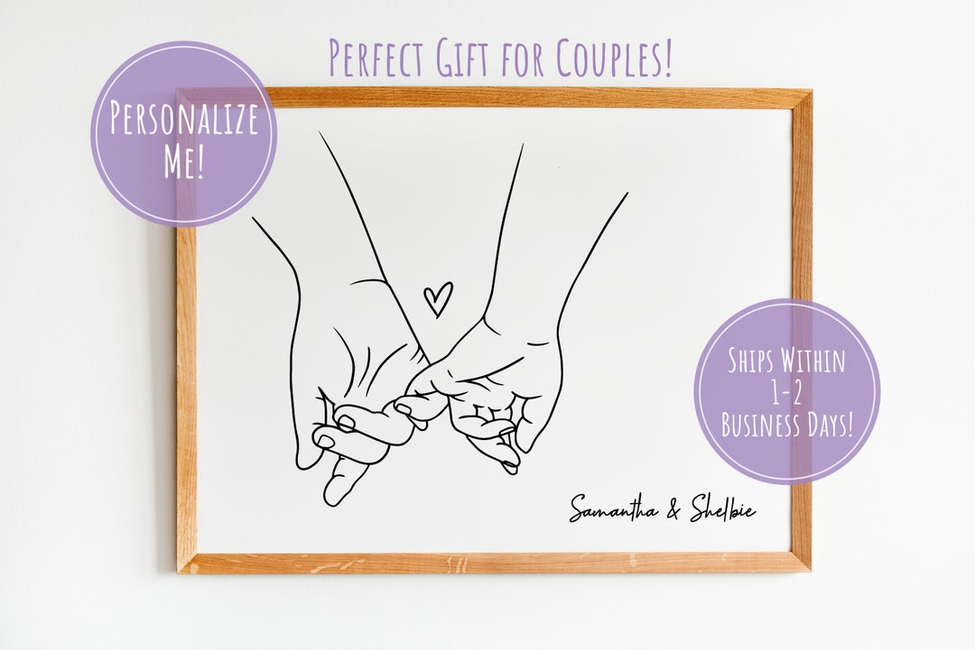 Pinky Promise Couple/friendship Hands Art Printline - Etsy