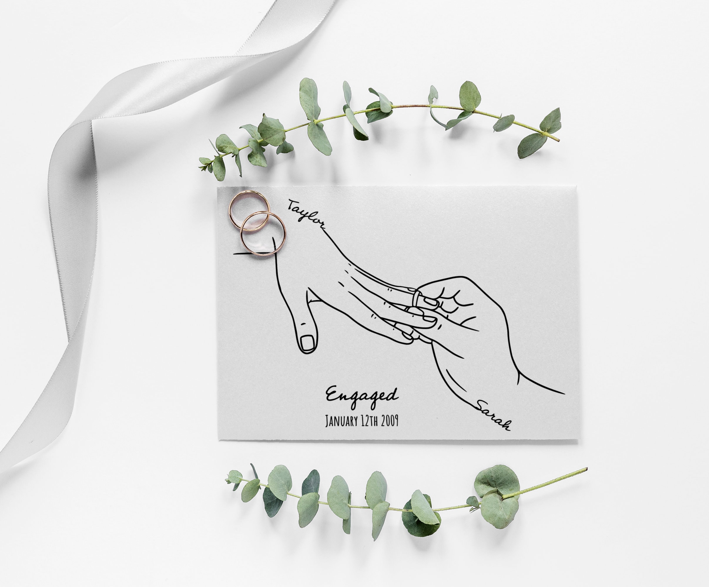 Personalized Engagement & Marriage Line Art|couple Gifts|gay and ...