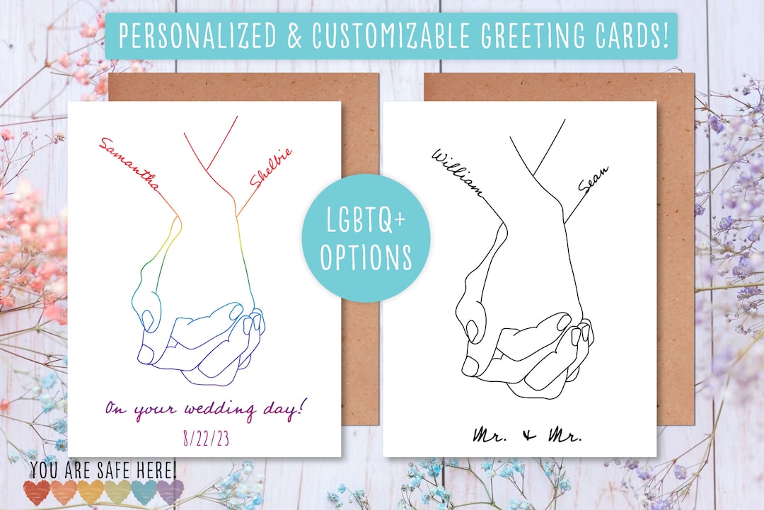 Personalized LGBTQ+ Wedding Anniversary Love Greeting Card|pride ...