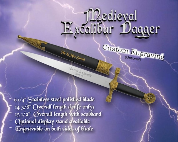 Excalibur Dagger Medieval Dagger Engraved Dagger - Etsy