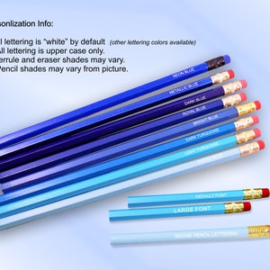 Shades of Blue Pencils, Back to School Supplies, Personalized Pencils ...