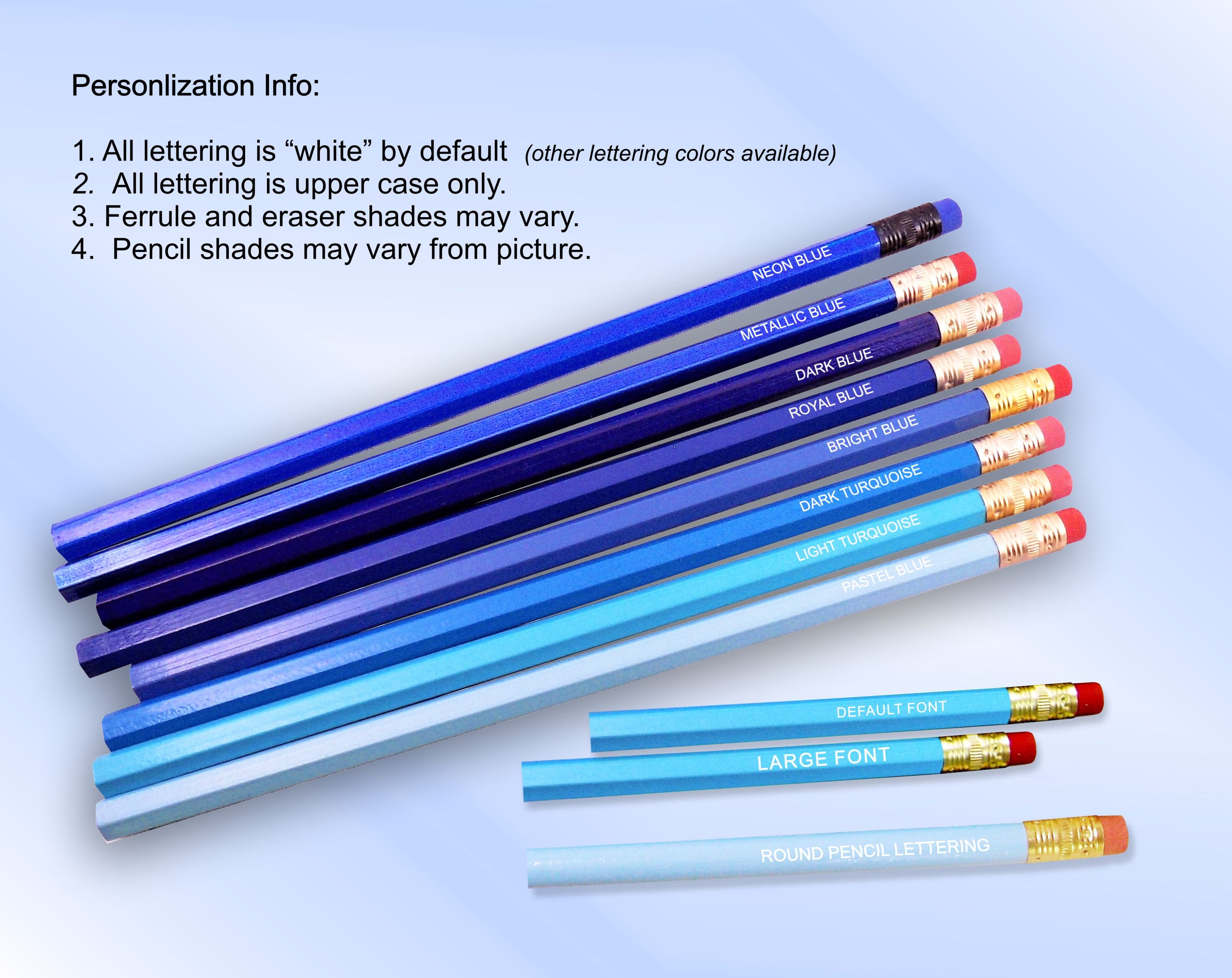 Shades of Blue Pencils, Back to School Supplies, Personalized Pencils ...