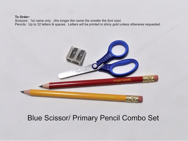 Personalized Primary Pencil & Scissor Set Back to School - Etsy