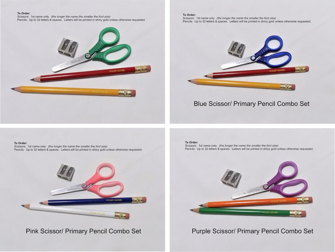 Personalized Primary Pencil & Scissor Set, Back to School, Preschool ...