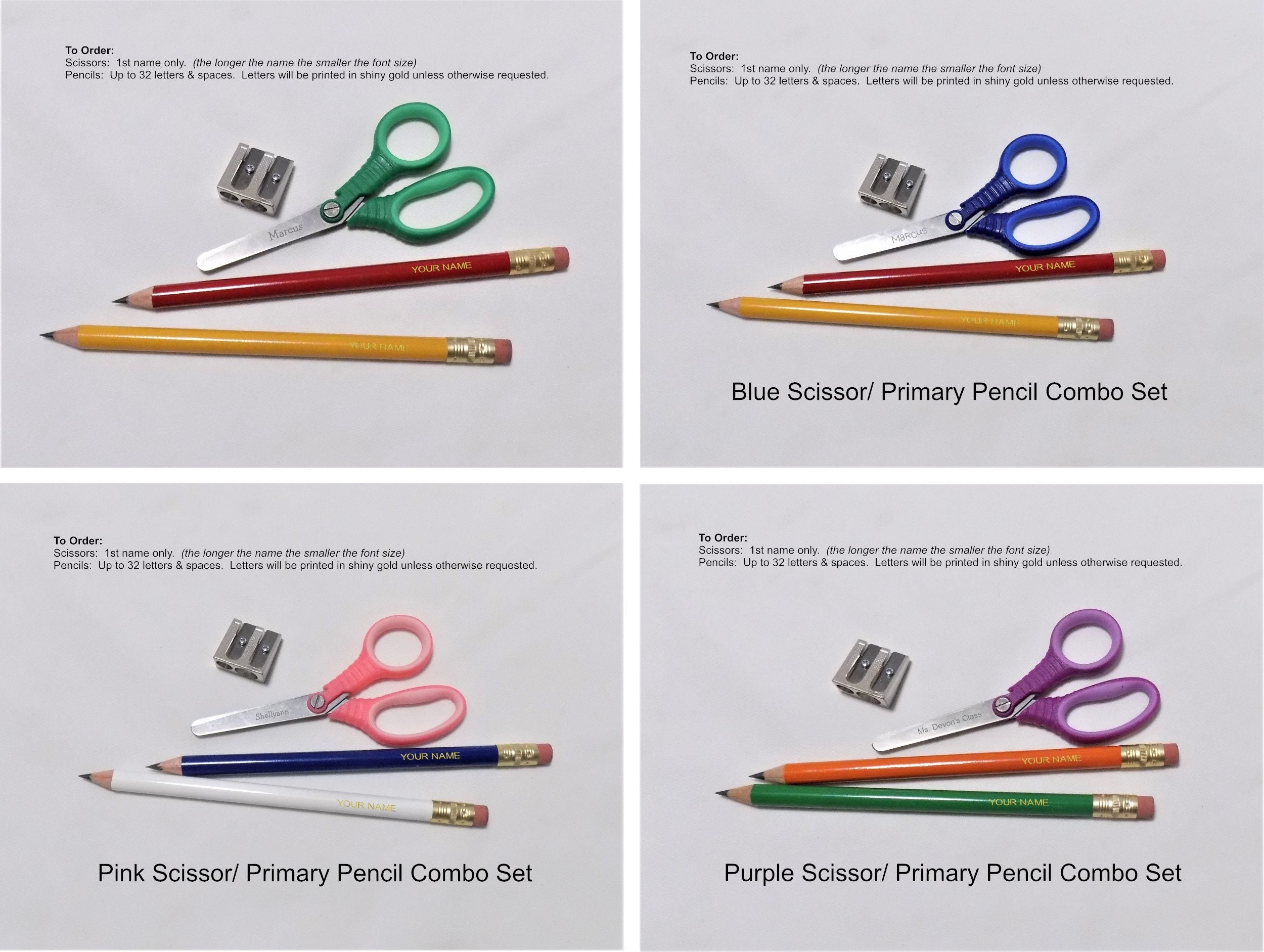 Personalized Primary Pencil & Scissor Set Back to School - Etsy