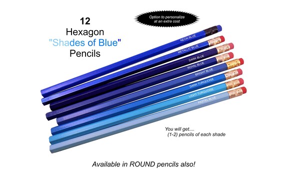 Shades of Blue Pencils Back to School Supplies Personalized | Etsy