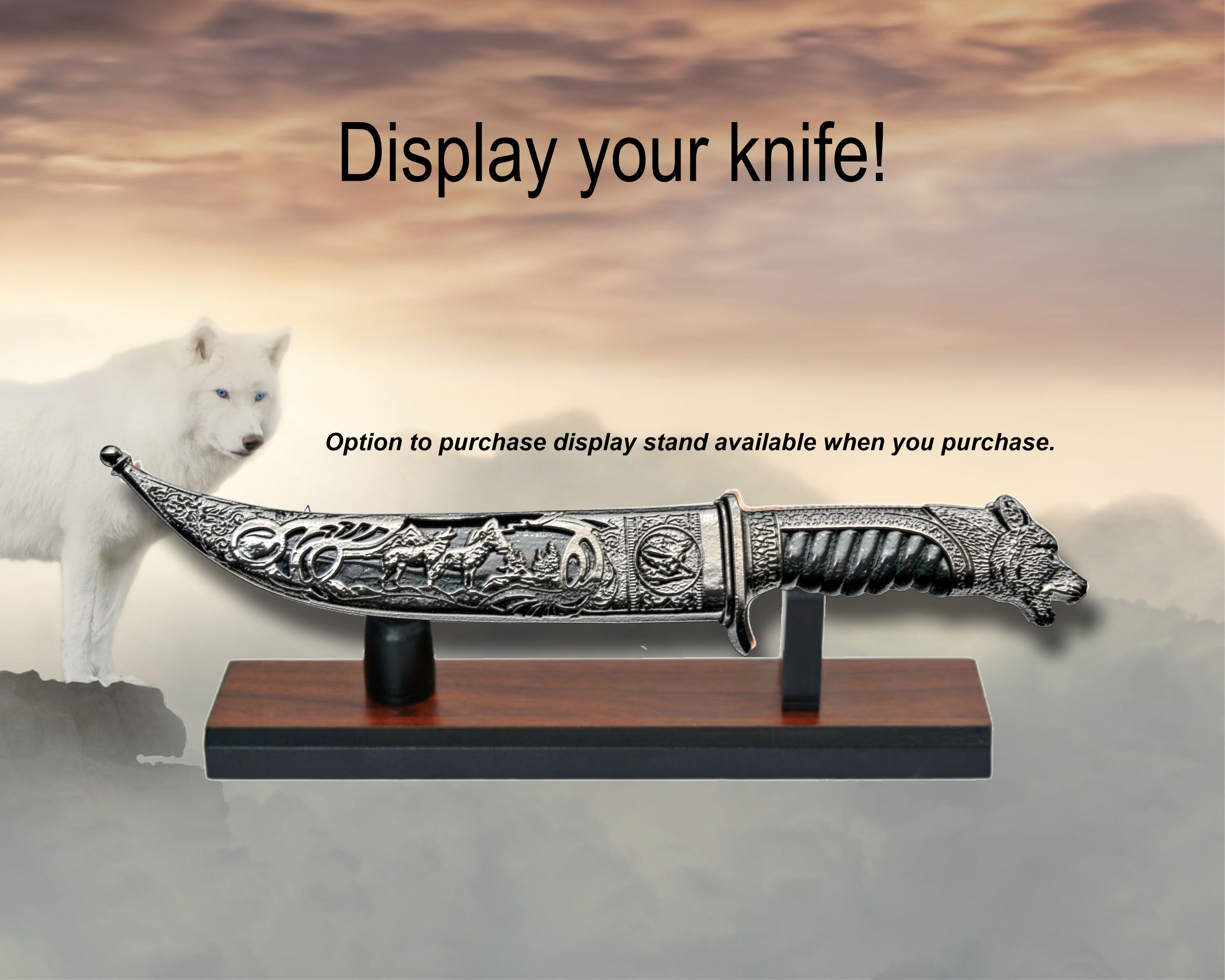 Wolf Dagger Engraved Knife Wolf Gift Silver Finish - Etsy