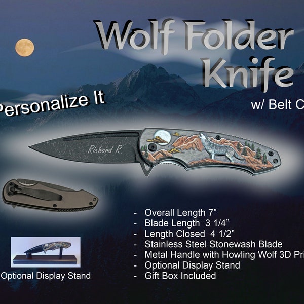 Wolf Pocket Knife - Etsy