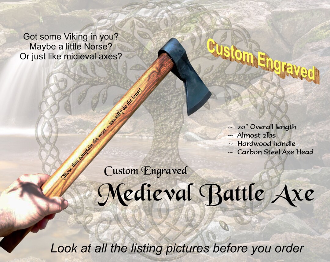 Battle Axe, Custom Engraved Axe, Medieval Axe, Viking Axe - Etsy
