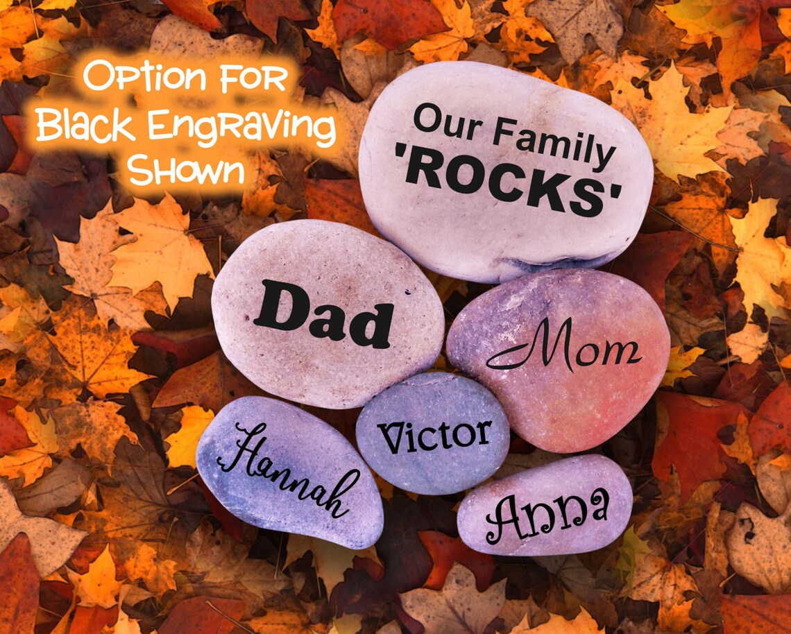 Family Rocks, Engraved Stones, Personalized Rocks, Natural Engraving - Etsy