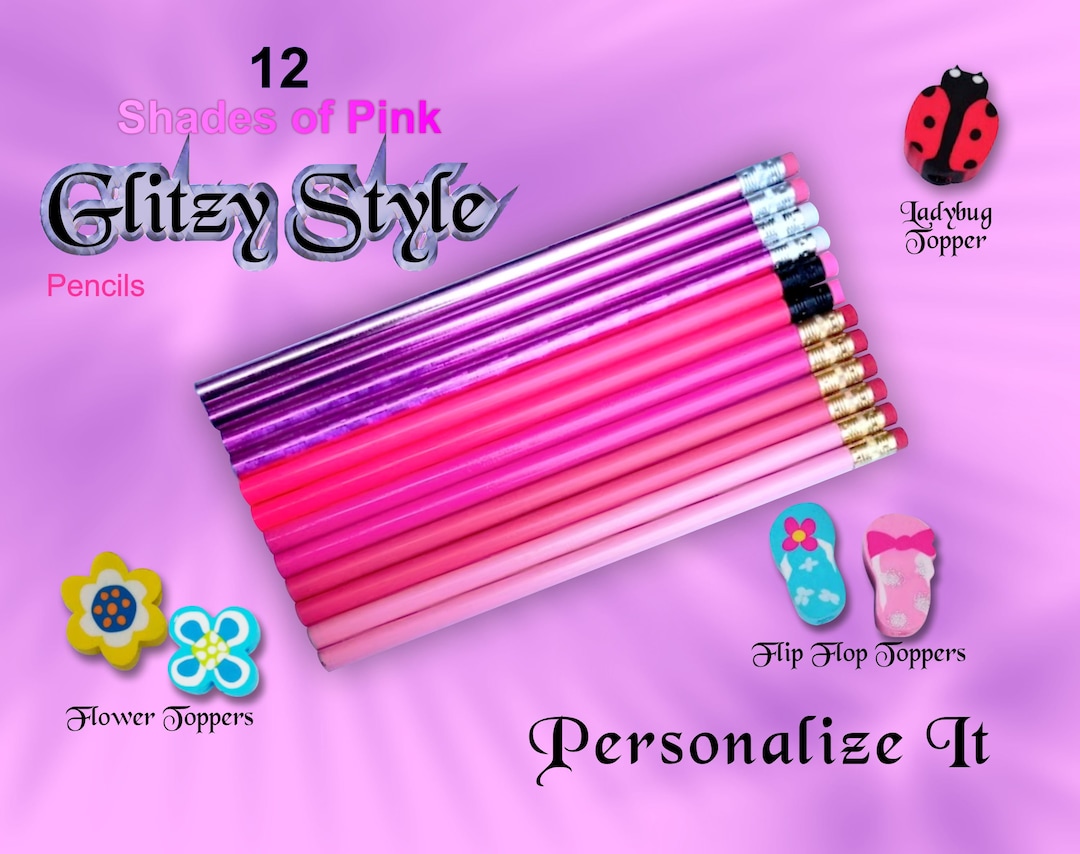 Shades of Pink Pencils, Back to School Supplies, Personalized Pencils ...