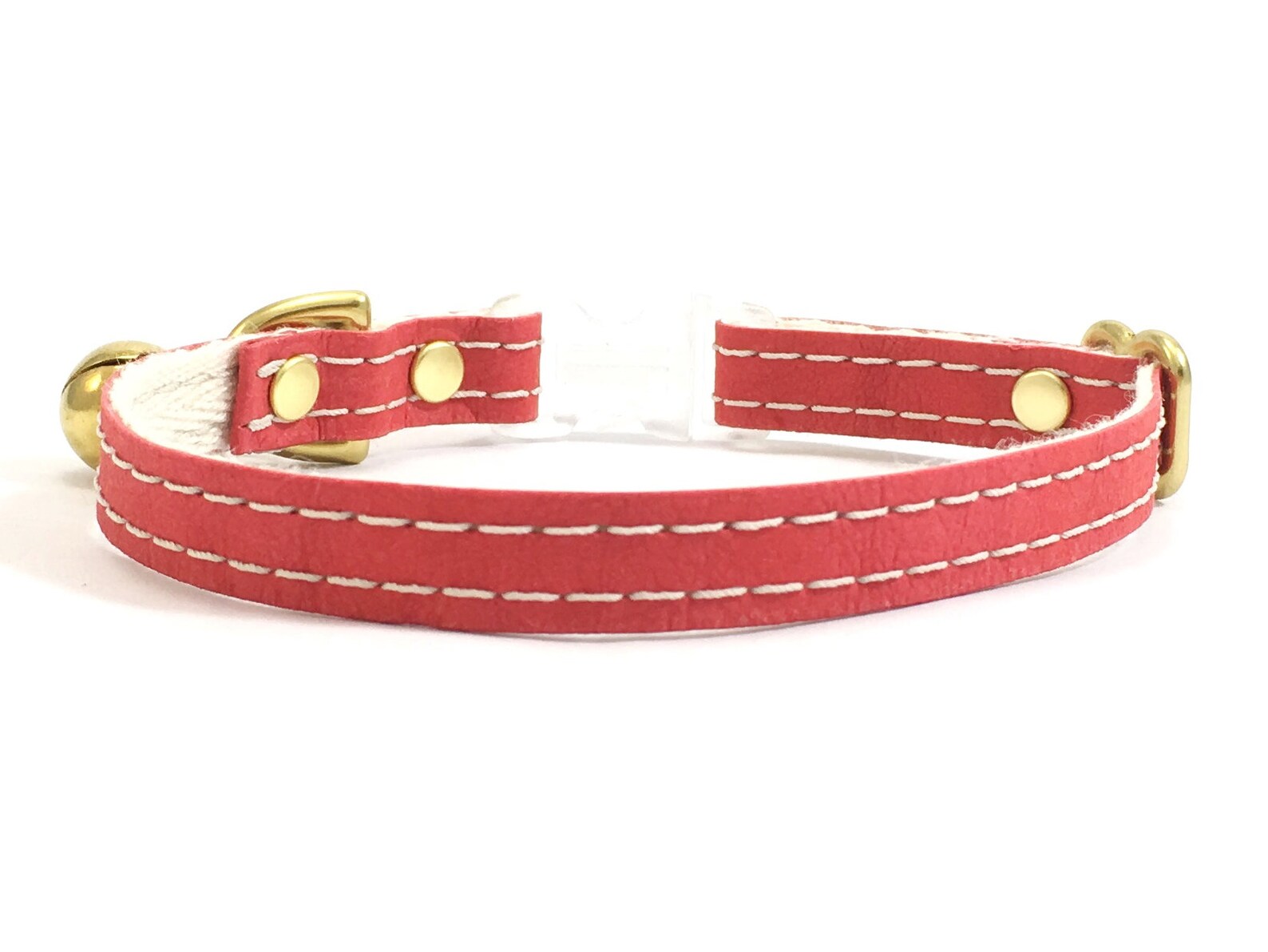 Red Cat Collar in Vegan Leather & Soft Cotton With Breakaway | Etsy UK