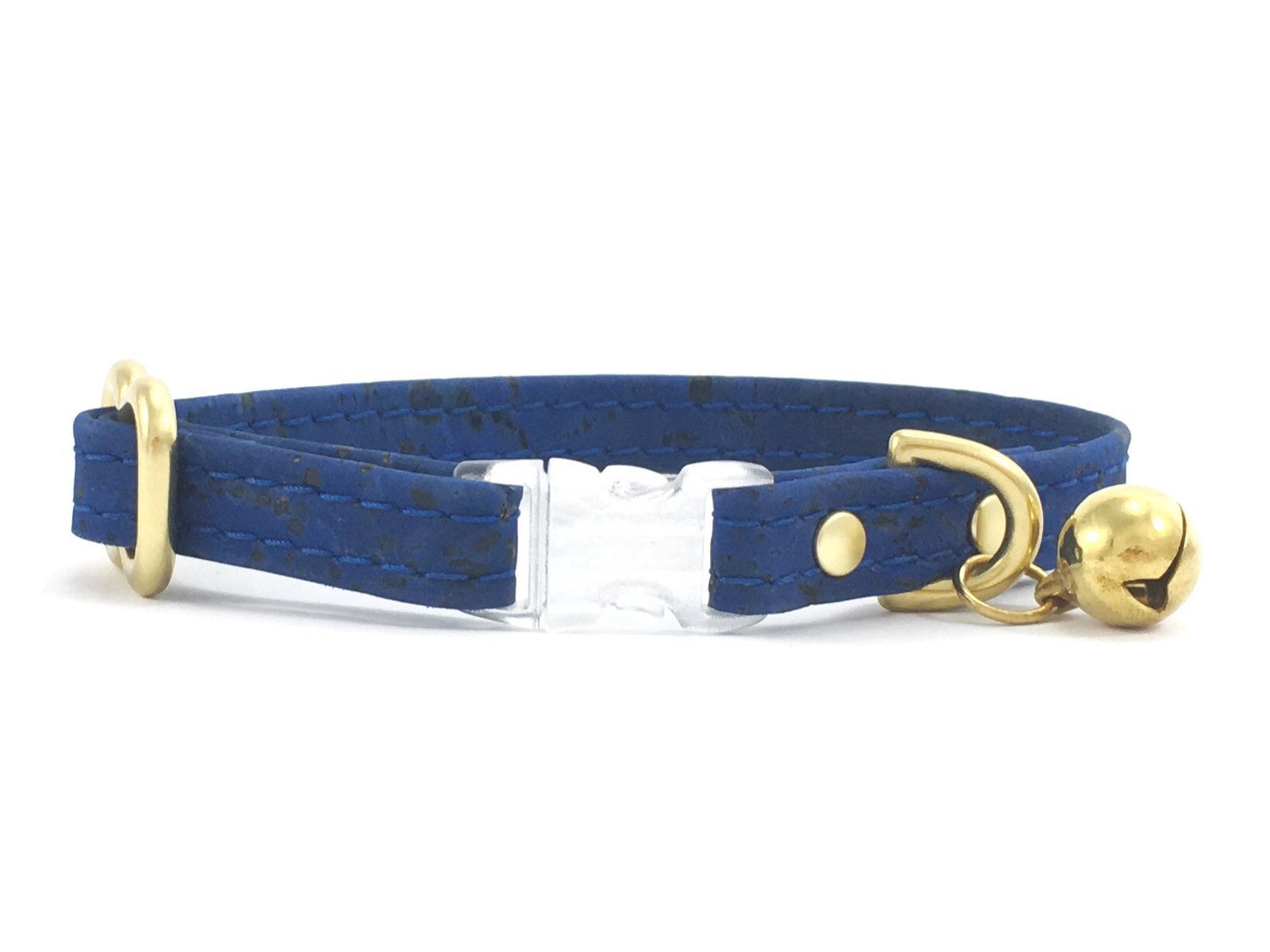 Blue Cat Collar in Vegan Cork Leather Breakaway Safety Buckle | Etsy