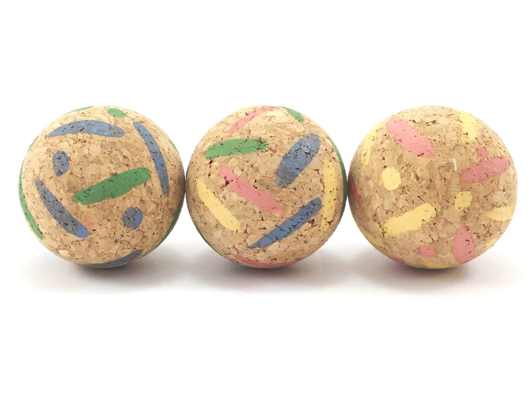 Cat Balls in Eco Friendly Cork Bark, Cat Chase Toy, Stripes & Spots ...