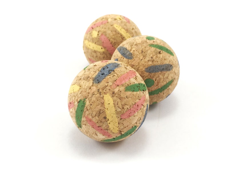 Cat Balls in Eco Friendly Cork Bark, Cat Chase Toy, Stripes & Spots ...