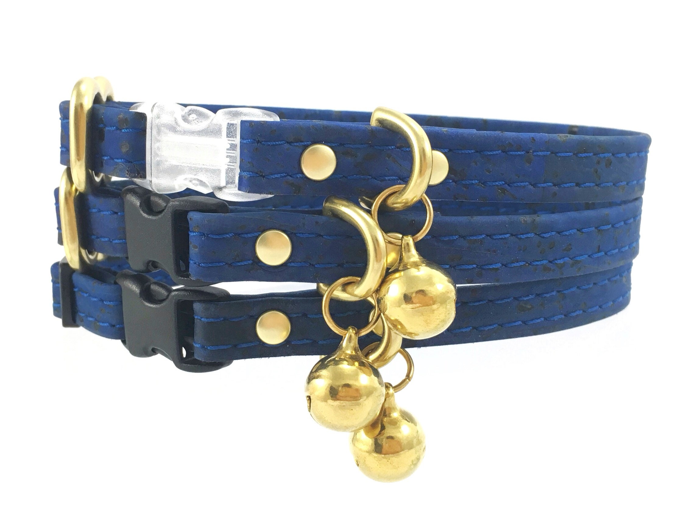 Blue Cat Collar in Vegan Cork Leather Breakaway Safety Buckle | Etsy