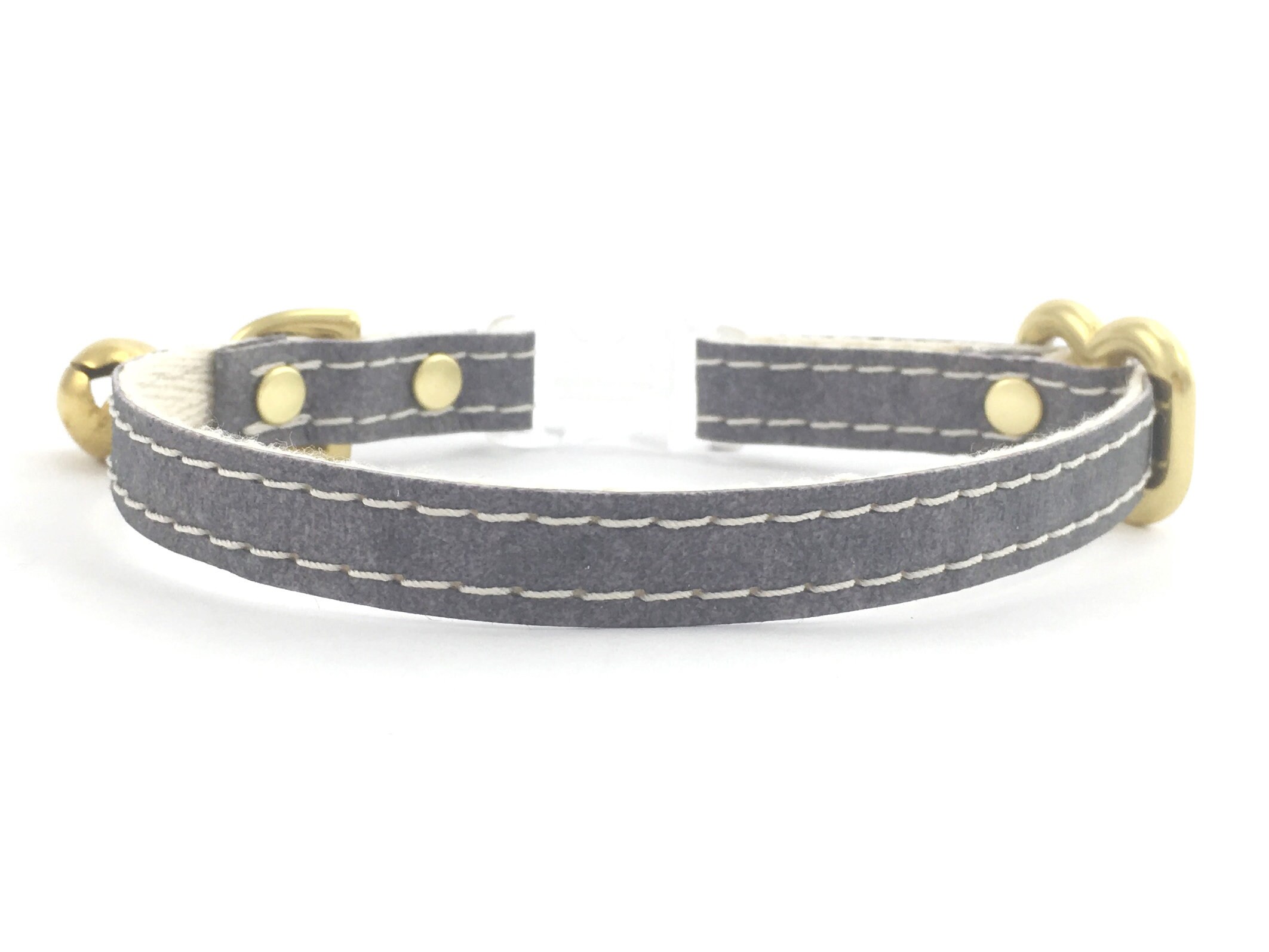 Grey Cat Collar in Vegan Leather With Breakaway Safety Buckle | Etsy