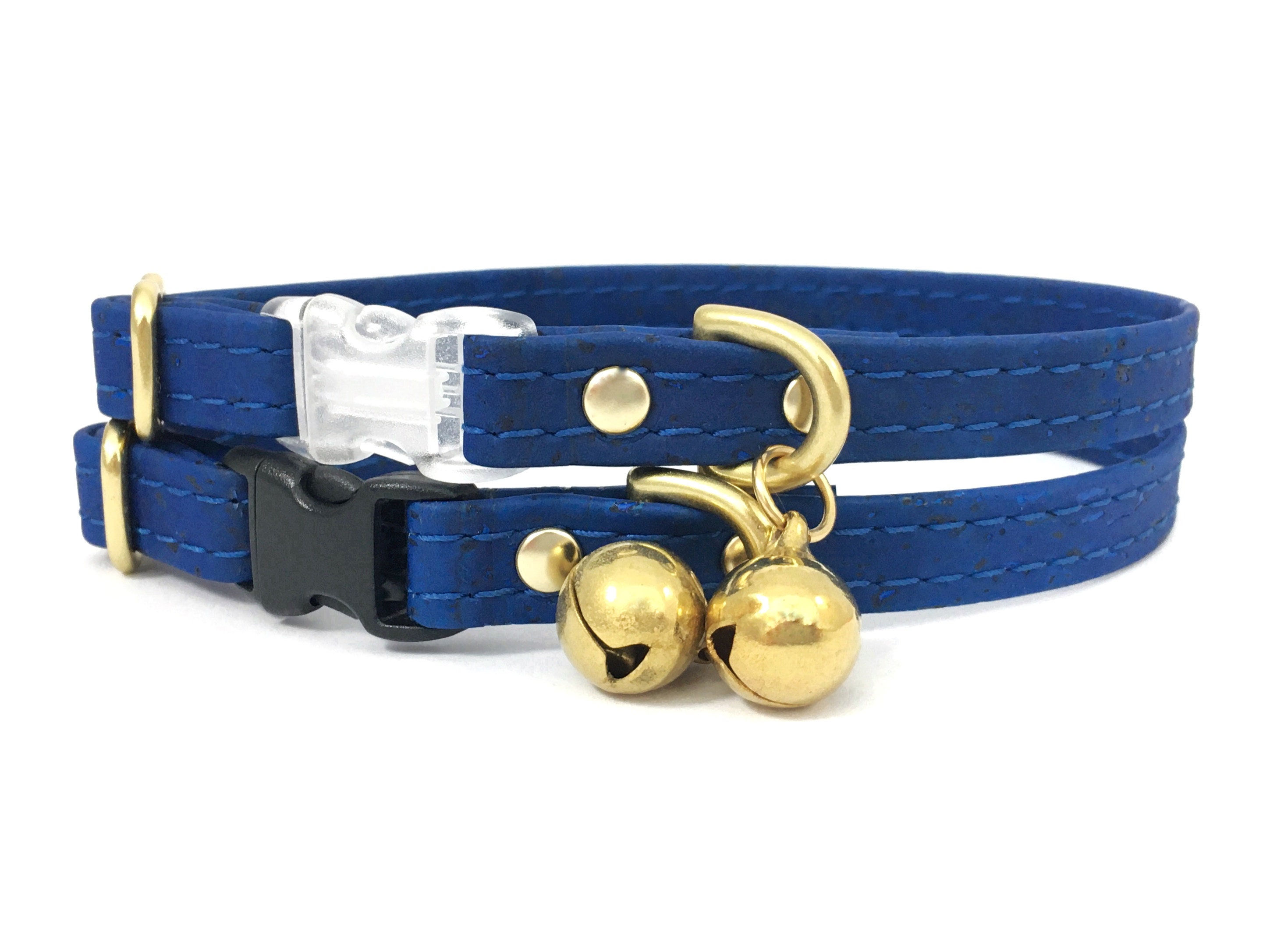 Blue Cat Collar in Vegan Cork Leather, Breakaway Safety Buckle & Luxury ...