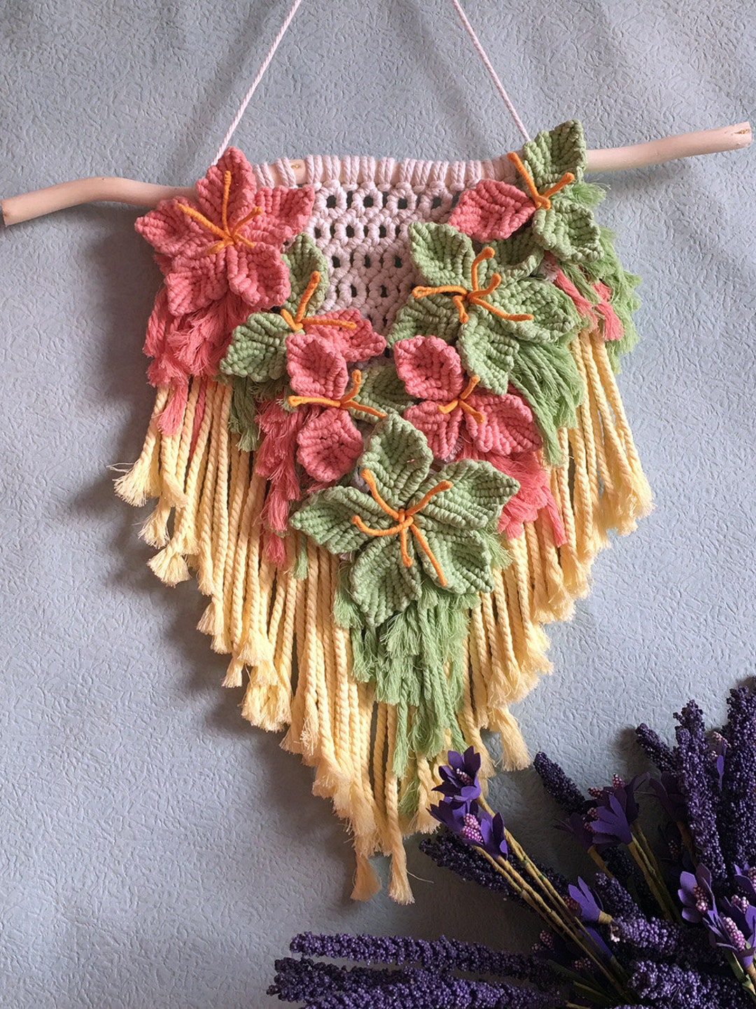 Flower Macrame Wall Hanging, Floral Wall Deco, 3D Macrame Flower ...