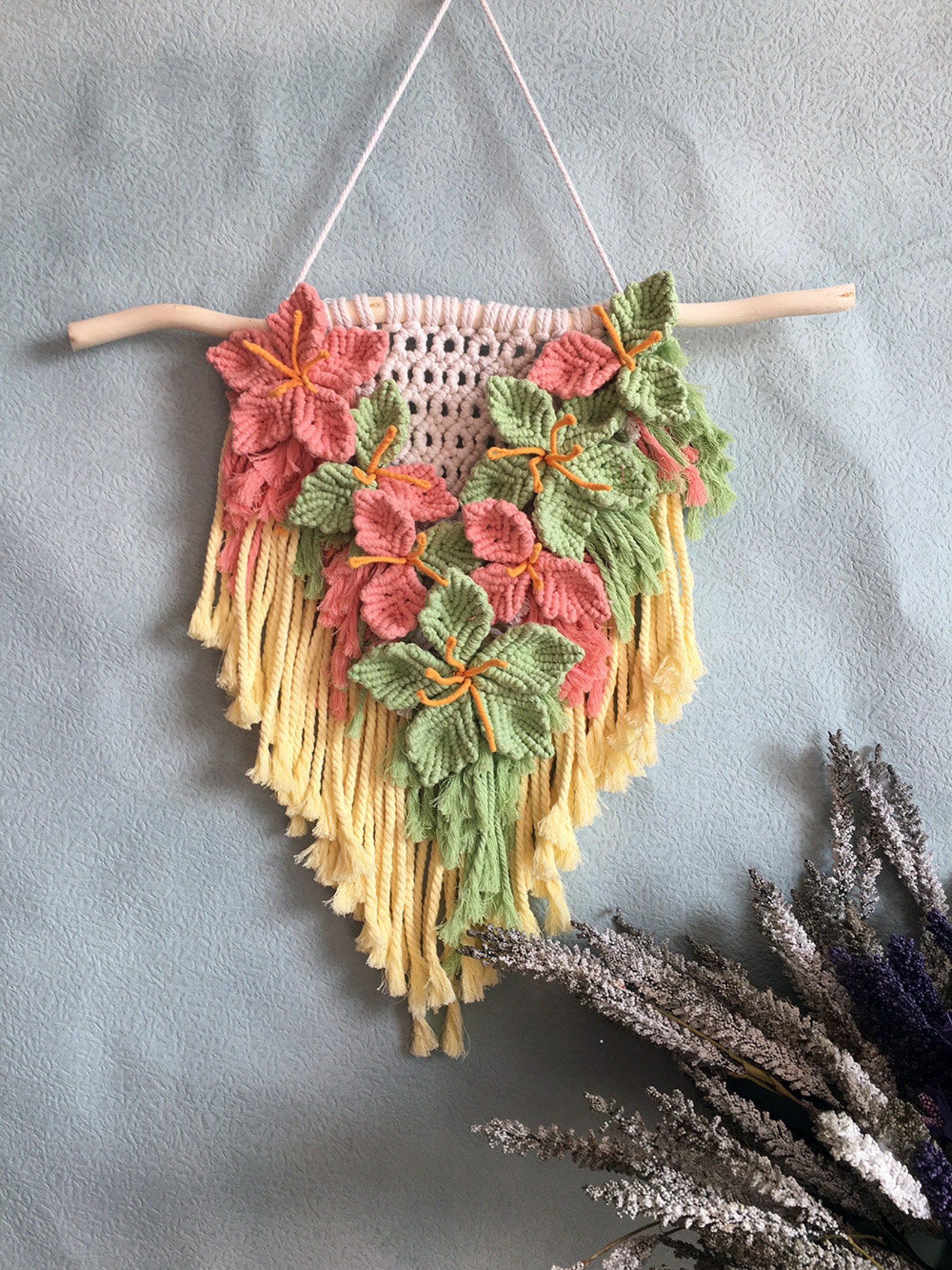 Flower Macrame Wall Hanging, Floral Wall Deco, 3D Macrame Flower ...