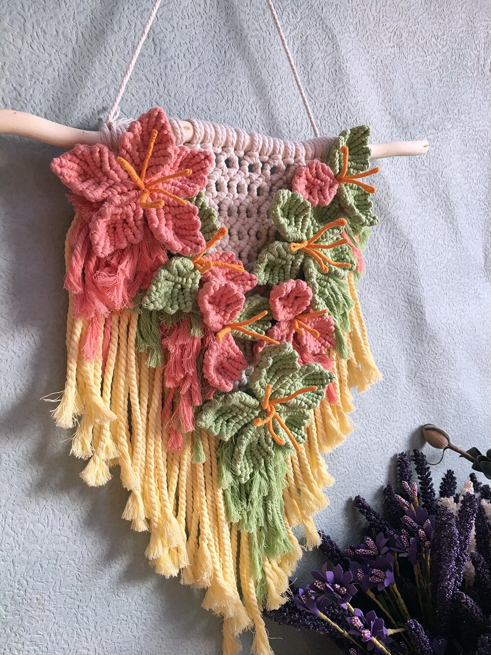 Flower Macrame Wall Hanging Floral Wall Deco 3D Macrame - Etsy