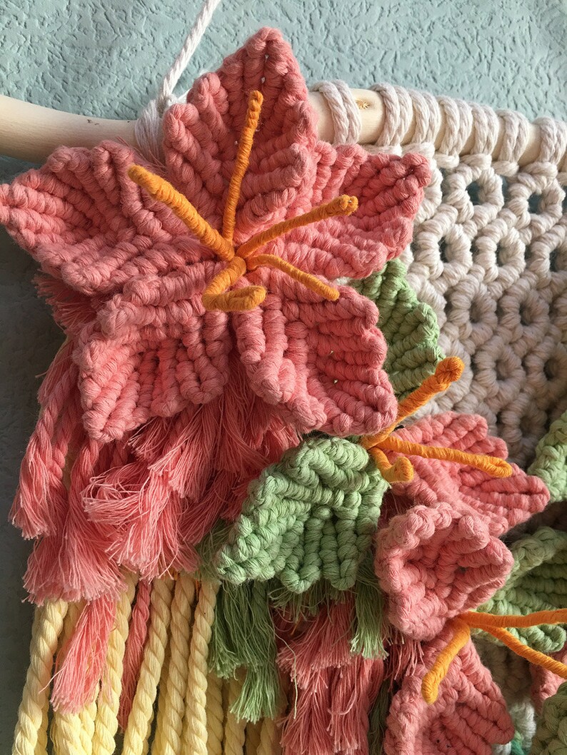 Flower Macrame Wall Hanging Floral Wall Deco 3D Macrame - Etsy