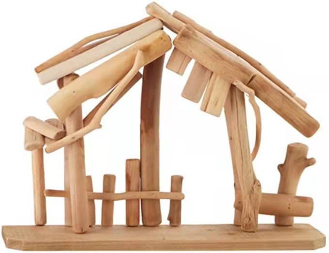 Antique Barn Wood Creche,nativity Barn , Manger, Nativity Creche ...