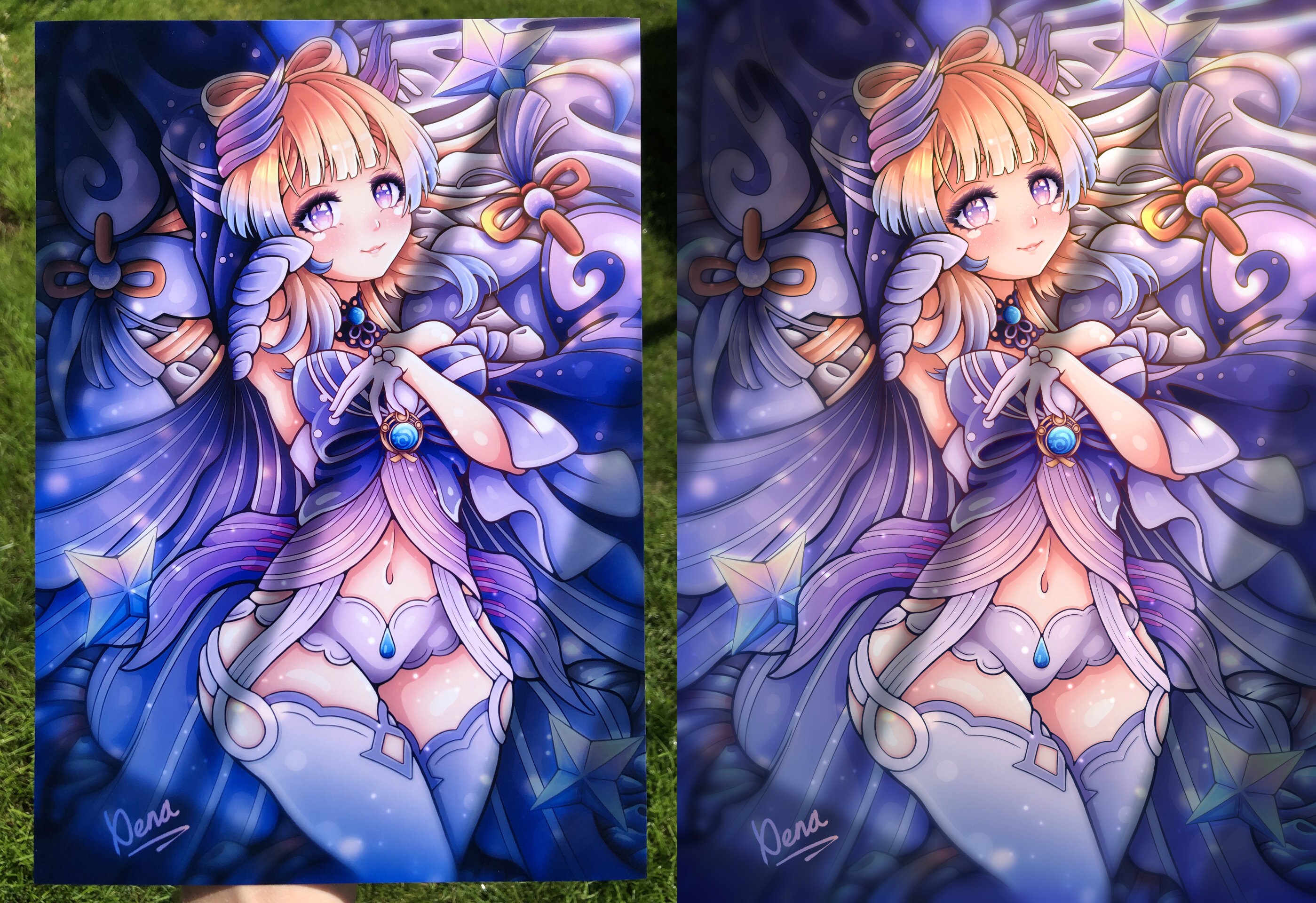 Genshin Impact Fanart Prints by Xenaheliodor Fischl Sangonomiya Kokomi Layla Noelle A4 Size ...