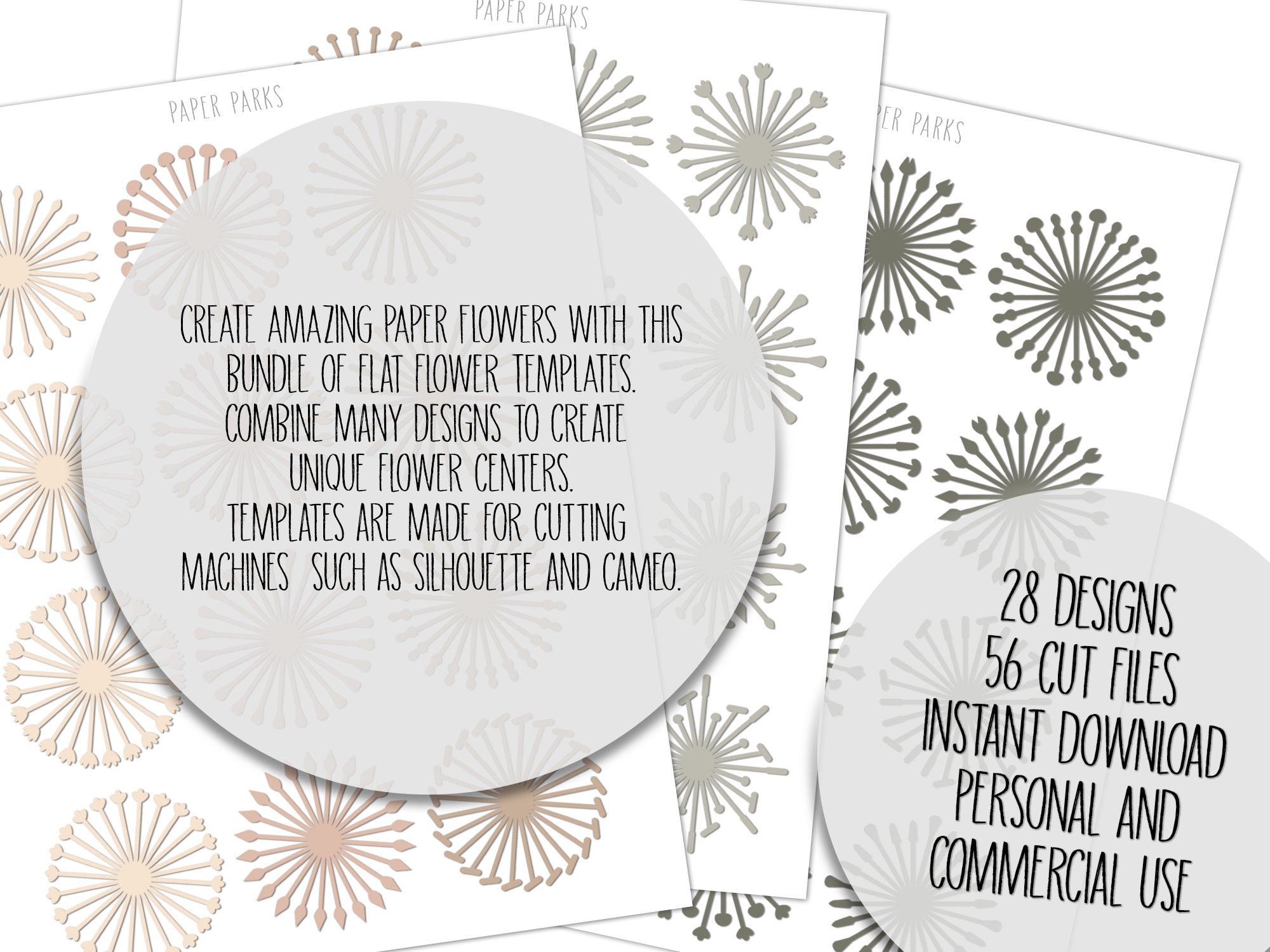 Flat Paper Flower Centers Paper Flower Center Templates SVG - Etsy