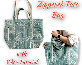 Large Tote Bag With Pockets PDF Sewing Pattern & Tutorial Instant ...