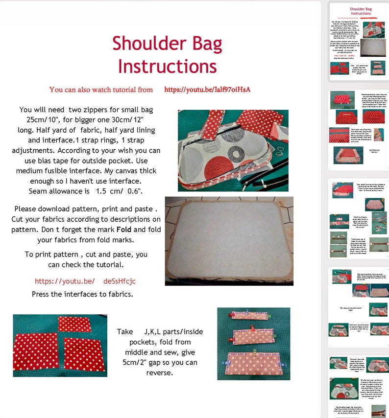 Shoulder Bag PDF Pattern/ 2 Different Sizes - Etsy