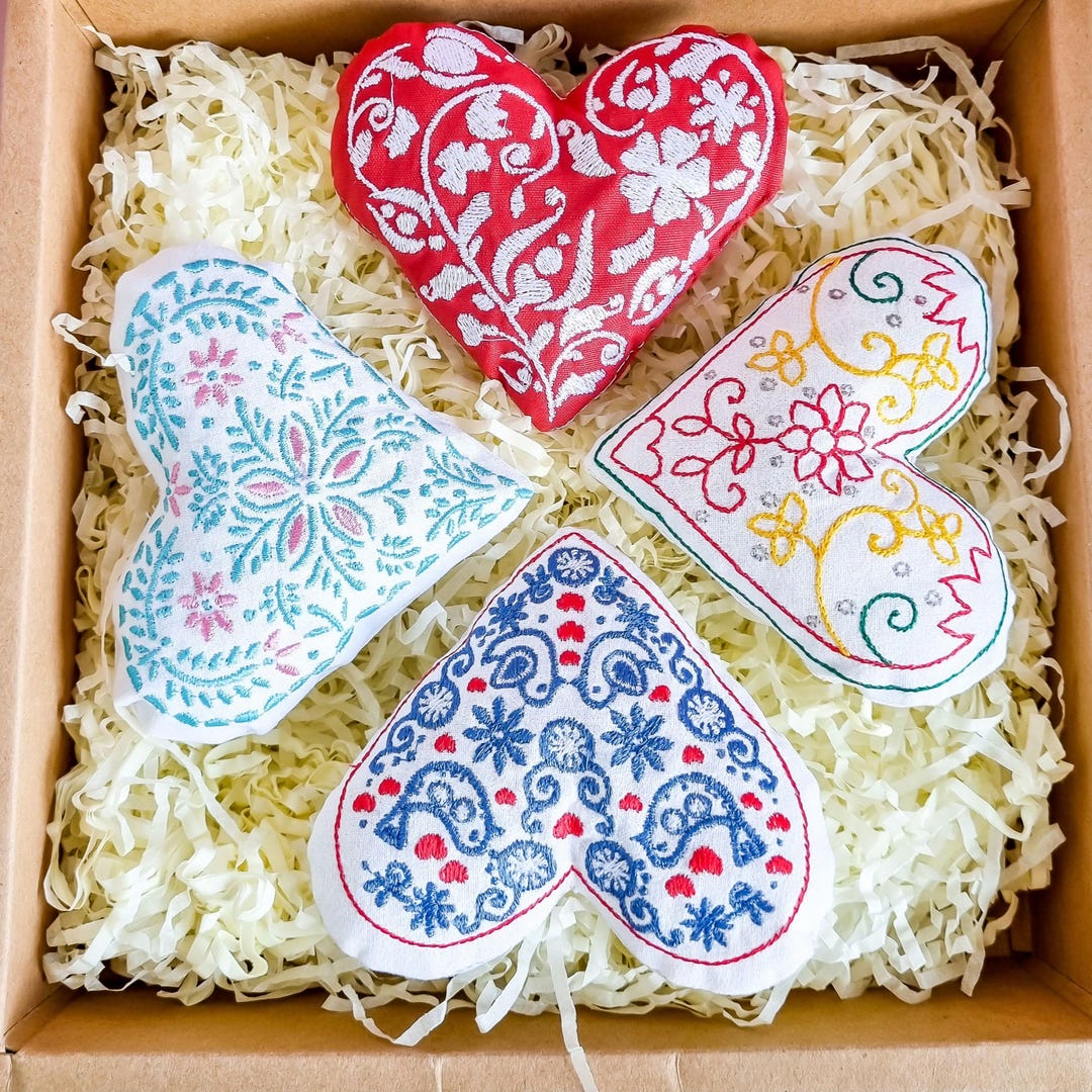 4 Hearts in the Hoop Embroidery Design - Etsy