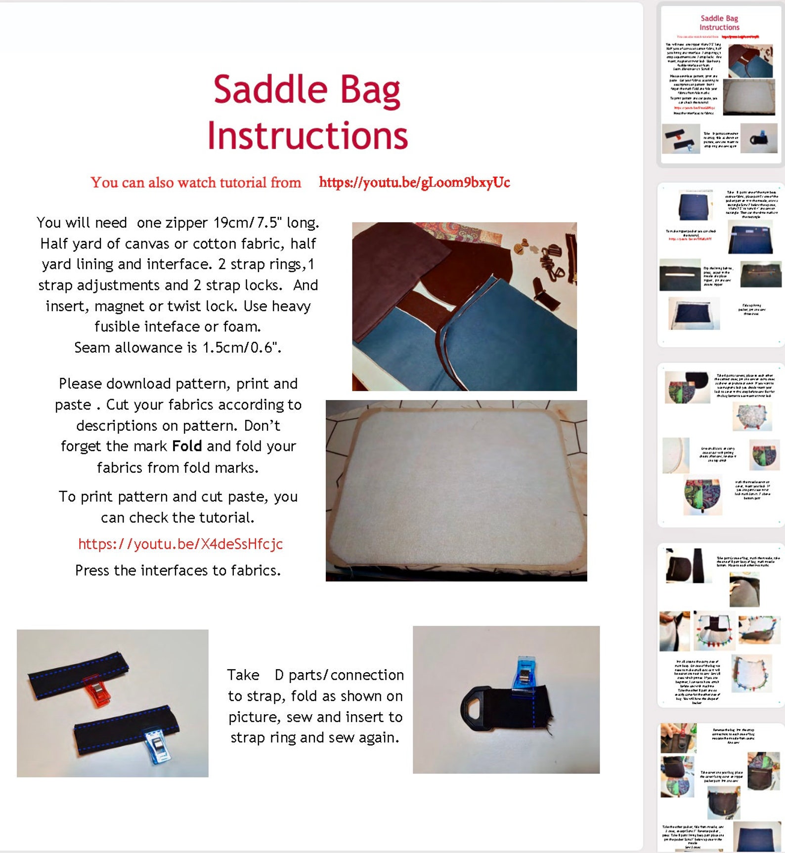 Saddle Bag- PDF Sewing Pattern - Etsy