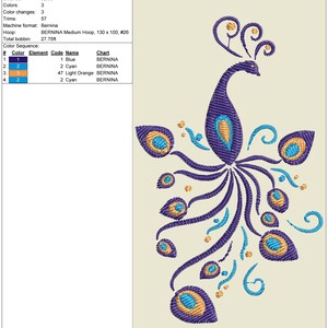 Peacock Machine Embroidery Design - Etsy
