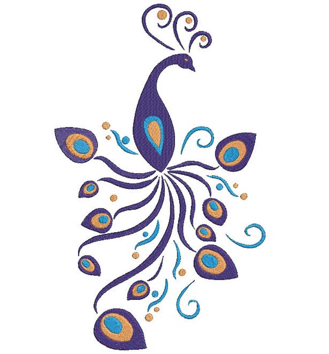 Peacock Machine Embroidery Design - Etsy