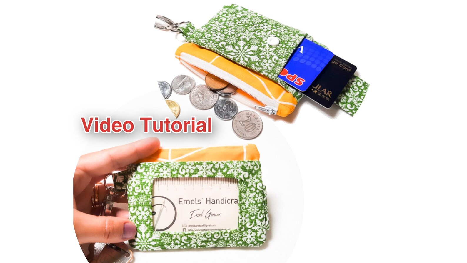 Card Wallet With ID Pocket/ Coin Purse | Etsy