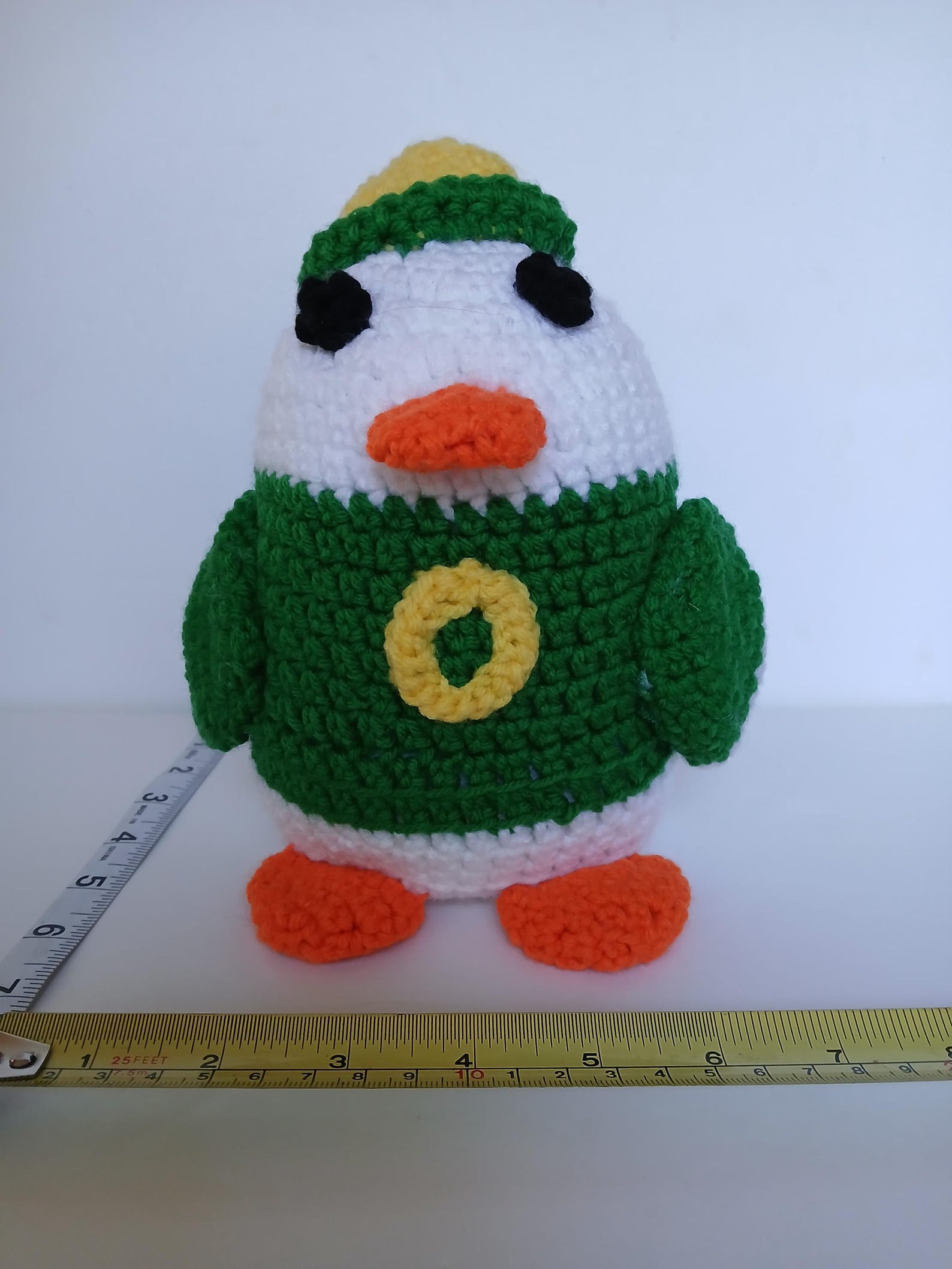 Hand Crocheted University of Oregon Duck Mascot White With Green Shirt ...