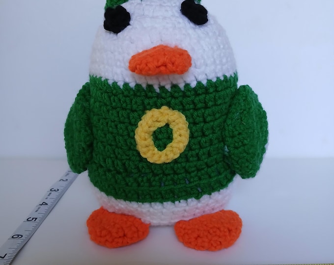 Hand Crocheted University of Oregon Duck Mascot White With Green Shirt ...