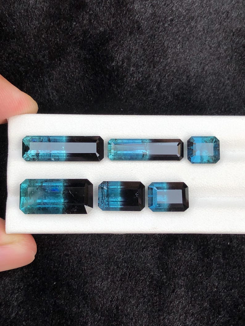 35.3ct Bi-color Tourmaline Gemstone Lot | Emerald Cut, Untreated - Etsy