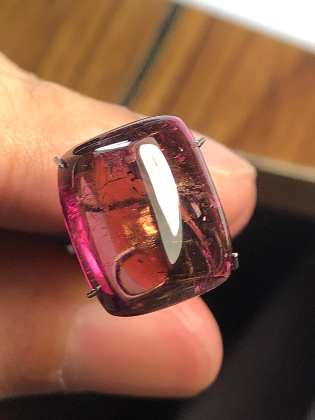 14.4 Carats Stunning Pinkesh Shade From C Axis and Peachy From Top ...