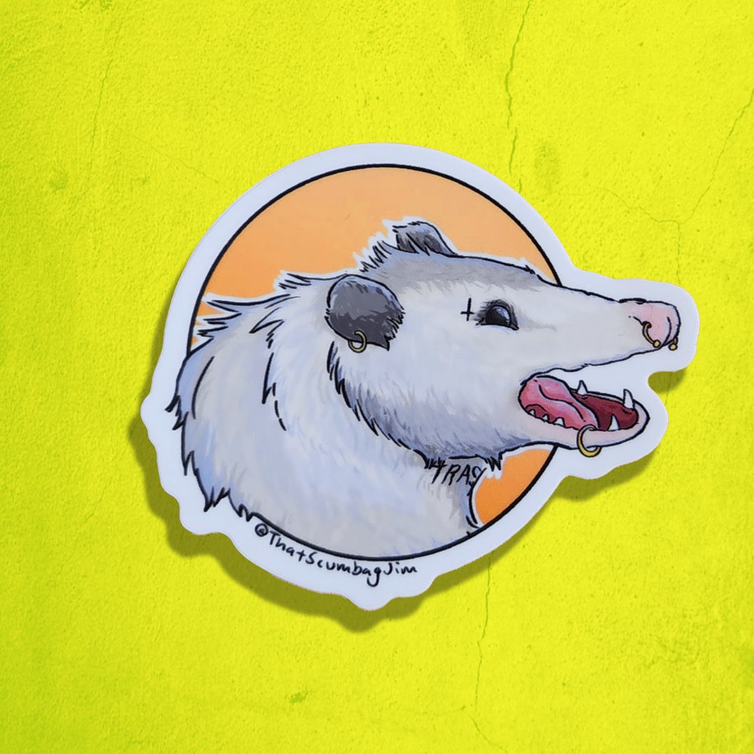 Screaming Screamo Opossum Sticker, Punk Rock, Piercings, Weatherproof ...