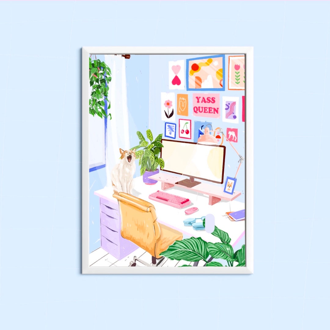 Maximalist Office POSTER Digital Download. Cat Colourful Gen Z ...