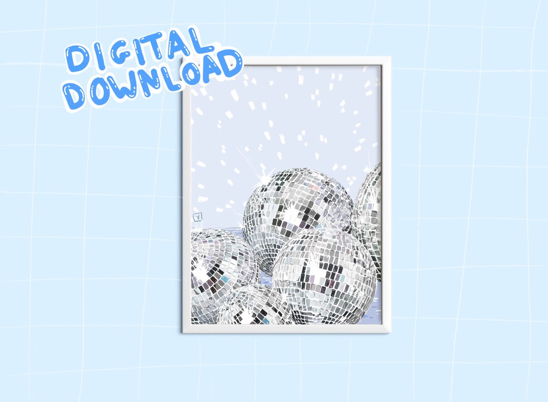 DISCO BALL POSTER Digital Downlaod Original Illustration, Party ...