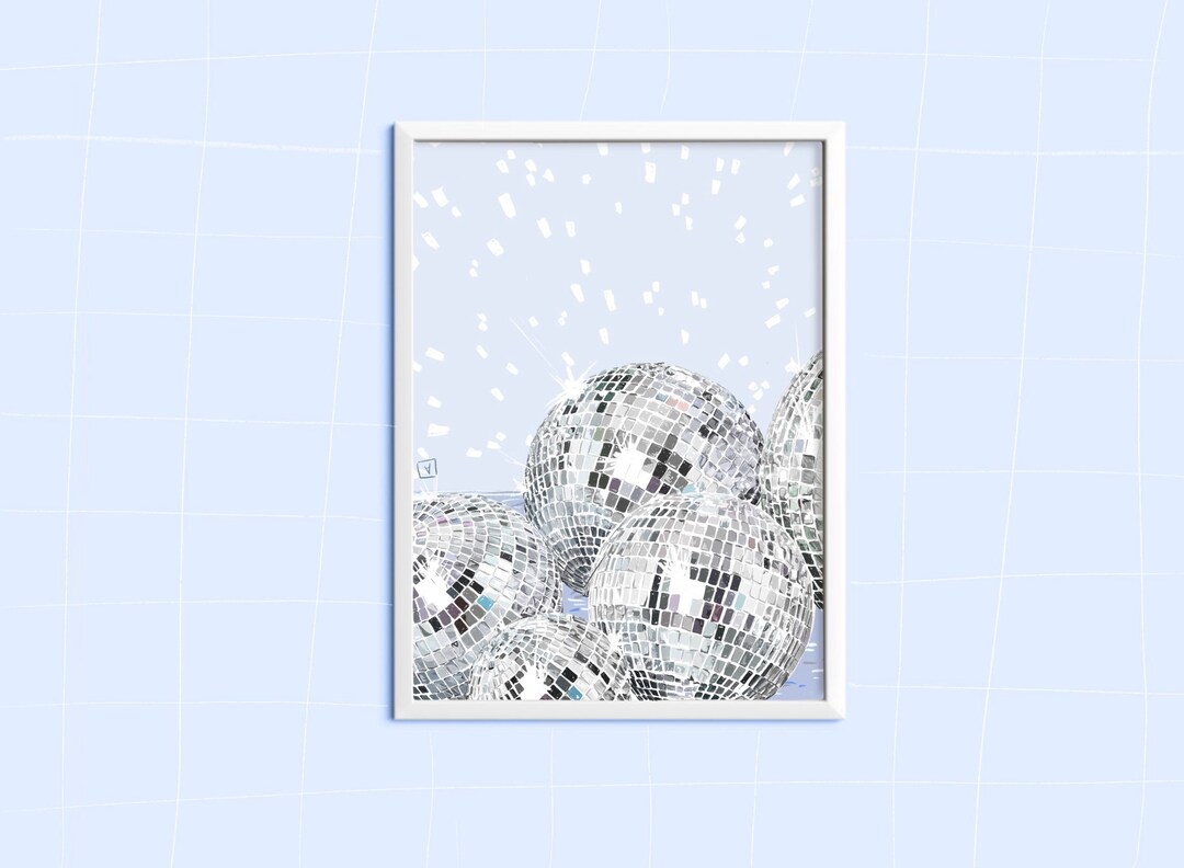 DISCO BALL POSTER Original Illustration Party Discoball - Etsy