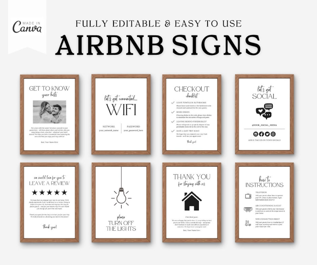 40 Airbnb Signs | Vacation Rental Signs | Wifi Sign | Checkout ...