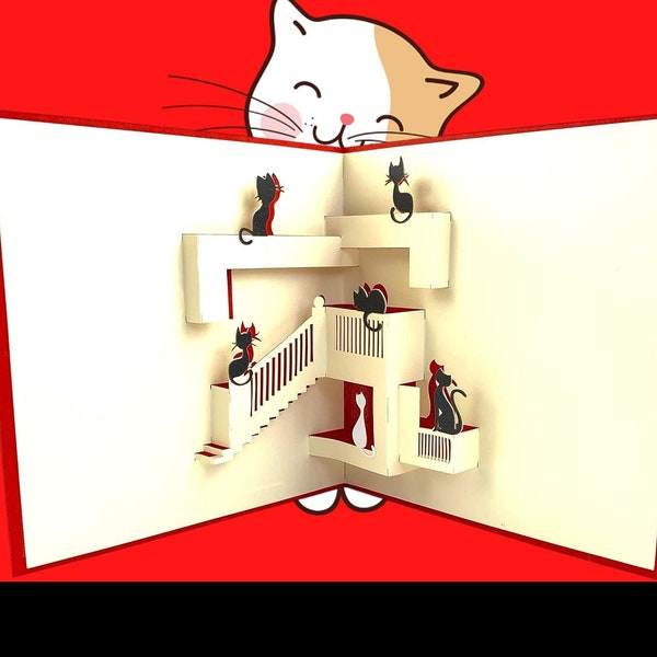 Cat Pop up Card - Etsy